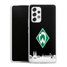 DeinDesign Galaxy A53 5G Handy Silikon H&uuml;lle Case wei&szlig; Handyh&uuml;lle Skyline Sv Werder Bremen Official Licensed Product Silikon Case