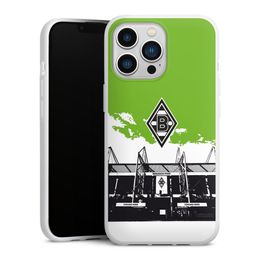 DeinDesign iPhone 13 Pro Handy Silikon H&uuml;lle Case wei&szlig; Handyh&uuml;lle Merchandise Borussia M&ouml;nchengladbach Stadium Silikon Case