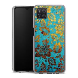 DeinDesign Galaxy A12 Handy Silikon H&uuml;lle Case transparent Handyh&uuml;lle Flowers Vintage Ornament Silikon Case