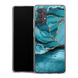 DeinDesign Galaxy A32 4G Handy Silikon H&uuml;lle Case transparent Handyh&uuml;lle Marble Gemstone Glitzer Silikon Case