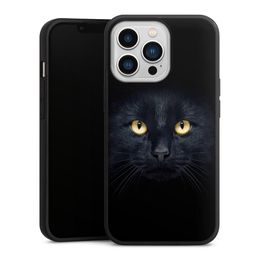DeinDesign iPhone 13 Pro Handy Premium Silikon H&uuml;lle Handyh&uuml;lle schwarz Case Eye Cat Black Silikon Premium Case