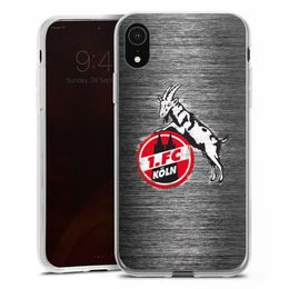 DeinDesign iPhone Xr Handy Silikon H&uuml;lle Case transparent Handyh&uuml;lle Official Licensed Product Metallic Look 1. Fc K&ouml;ln Silikon Case