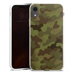 DeinDesign iPhone Xr Handy Silikon H&uuml;lle Case wei&szlig; Handyh&uuml;lle Camouflage Tarnmuster Army Silikon Case