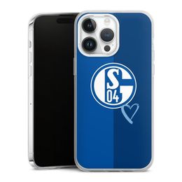 DeinDesign iPhone 14 Pro Max Handy Silikon H&uuml;lle Case transparent Handyh&uuml;lle Heart Schalke 04 Fc Schalke 04 Silikon Case