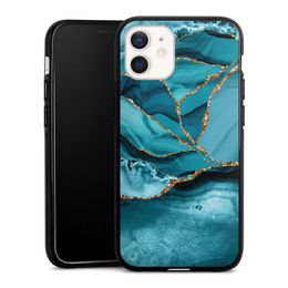 DeinDesign iPhone 12 mini Handy Silikon H&uuml;lle Case schwarz Handyh&uuml;lle Marble Gemstone Glitzer