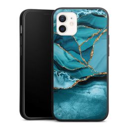 DeinDesign iPhone 12 mini Handy Premium Silikon H&uuml;lle Handyh&uuml;lle schwarz Case Marble Gemstone Glitzer Silikon Premium Case