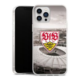 DeinDesign iPhone 13 Pro Max Handy Silikon H&uuml;lle Case transparent Handyh&uuml;lle Official Licensed Product Vfb Stuttgart Stadium Silikon Case