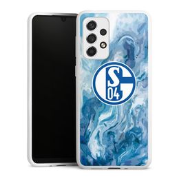 DeinDesign Galaxy A33 5G Handy Silikon H&uuml;lle Case wei&szlig; Handyh&uuml;lle Fc Schalke 04 Logo Merchandise Silikon Case