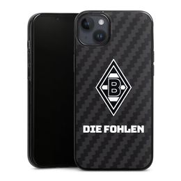 DeinDesign iPhone 14 Plus Handy Silikon H&uuml;lle Case schwarz Handyh&uuml;lle Borussia M&ouml;nchengladbach Carbon Gladbach