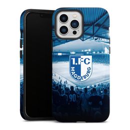 DeinDesign iPhone 13 Pro Max Handy Panzer Handyh&uuml;lle robuste Outdoor H&uuml;lle Schutzh&uuml;lle matt Stadium 1. Fcm 1. Fc Magdeburg Tough Case