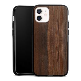 DeinDesign iPhone 12 mini Handy Silikon H&uuml;lle Case schwarz Handyh&uuml;lle Wood Nut Tree Wooden Look
