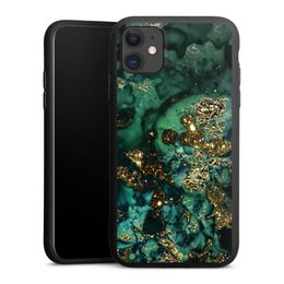 DeinDesign iPhone 11 Handy Premium Silikon H&uuml;lle Handyh&uuml;lle schwarz Case Marble Muster Glitzer Silikon Premium Case