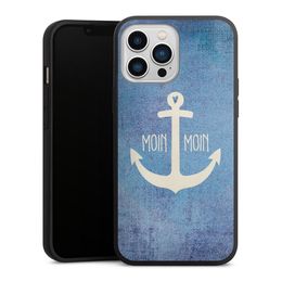 DeinDesign iPhone 13 Pro Max Handy Premium Silikon H&uuml;lle Handyh&uuml;lle schwarz Case Anchor Maritim Blue Silikon Premium Case