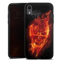 DeinDesign iPhone Xr Handy Silikon H&uuml;lle Case schwarz Handyh&uuml;lle Totenkopf Skull Fire