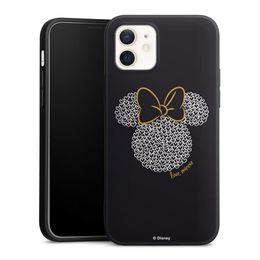 DeinDesign iPhone 12 Handy Premium Silikon H&uuml;lle Handyh&uuml;lle schwarz Case Minnie Mouse Muster Disney Silikon Premium Case