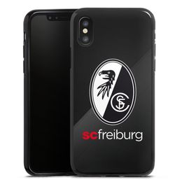 DeinDesign iPhone X Handy Silikon H&uuml;lle Case schwarz Handyh&uuml;lle Sc Freiburg Lettering Logo