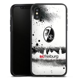 DeinDesign iPhone X Handy Silikon H&uuml;lle Case schwarz Handyh&uuml;lle Skyline Sc Freiburg Logo