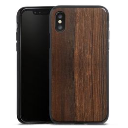 DeinDesign iPhone X Handy Silikon H&uuml;lle Case schwarz Handyh&uuml;lle Wood Nut Tree Wooden Look