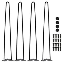 4 Stück tischbeine metall schwarz Tischkufen Haarnadel Tischbein 12 mm. Hairpin Legs aus Stahl. 3-Stange Bein. 61 cm - HENGDA