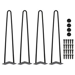 4 Stück tischbeine metall 2-Stange Bein. 40 cm Tischkufen Haarnadel Tischbein 12 mm. Hairpin Legs aus Stahl.schwarz - HENGDA