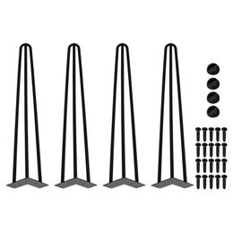 4 Stück tischbeine metall schwarz Tischkufen Haarnadel Tischbein 12 mm. Hairpin Legs aus Stahl. 3-Stange Bein. 30 cm - HENGDA
