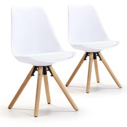 Vs Venta-stock - 2er-Set Jeff Nordic Style Esszimmerstühle Weiß, SGS-zertifiziert, 54 x 49 x 84 cm - Weiß