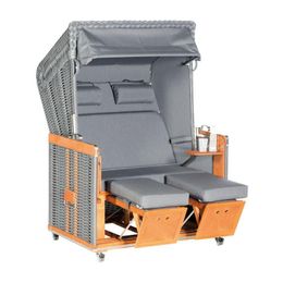 Strandkorb Konsul 2-Sitzer Halbliegemodell onix/charcoal mit Sonderausstattung - SonnenPartner