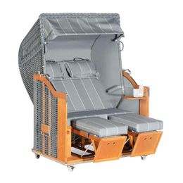 Strandkorb Classic 2-Sitzer Halbliegemodell onix/grau mit Sonderausstattung - SonnenPartner