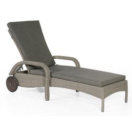 SonnenPartner Sonnenliege Antigua Aluminium mit Polyrattan stone-grey Rollliege mit Auflage