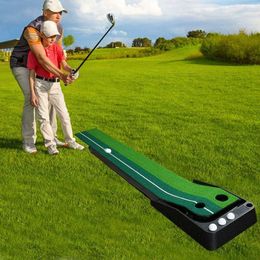 HENGDA Golf Car Return Putting Mat. Indoor Outdoor Putting Trainer Mat for Home Office Gym.Standard for Putting or Improving with Golf Putter. 3 Golf Balls