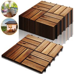 33x Holzfliesen 30x30cm Akazienholz Balkonfliesen, Perfekt fliese für Deck Garten Balkon Terrasse(12 Latten 3 m²) - HENGDA