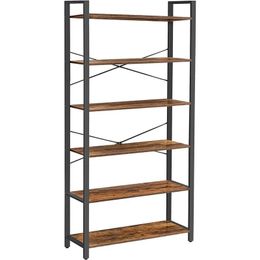 Songmics - vasagle Bücherregal mit 6 Ebenen, Aufbewahrungsregal, Stahlgestell, für Wohnzimmer, Arbeitszimmer, Büro und Flur, 80 x 30 x 186 cm,