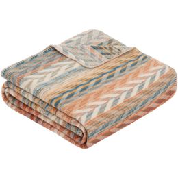 Wohndecke Jacquard Decke Hurghada GOTS, Ibena, mit buntem Zick-Zack-Muster, bunt