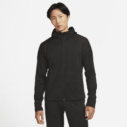 Nike Yoga Dri-FIT Jersey-Hoodie mit durchgehendem Reißverschluss für Herren - Schwarz