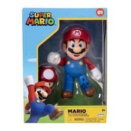 Jakks Pacific Merchandise-Figur Super Mario - Mario 10 cm Figur (Sammlerbox), (Set, 2-tlg), bunt