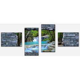 wandmotiv24 Mehrteilige Bilder 3D Erawan Wasserfall im Thailand