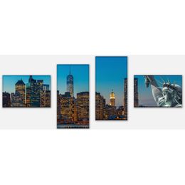 wandmotiv24 Mehrteilige Bilder New York Skyline Freiheitsstatue