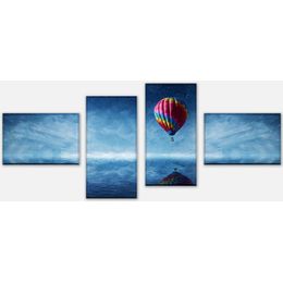 wandmotiv24 Mehrteilige Bilder Heißluftballon fliegt über ein dunkelblaues Meer