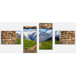 wandmotiv24 Mehrteilige Bilder 3D Sommerwiese in den Alpen