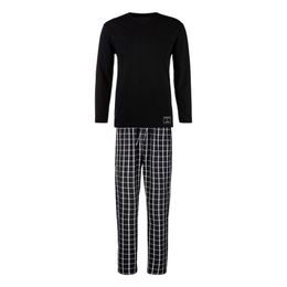 AUTHENTIC LE JOGGER Pyjama (2 tlg., 1 Stück) mit karierter Webhose, schwarz