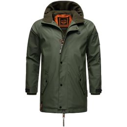 STONE HARBOUR Herren Regenjacke Gummierter Regenparka mit Fleece-Innenfutter Rihaa