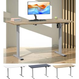 Vcm Höhenverstellbarer Schreibtisch stufenlos elektrisch höhenverstellbar Lona 140x80 Silber