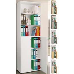 Vcm B&uuml;roschrank mit 6 F&auml;chern B&uuml;roregal moderner Aktenschrank mit Dreht&uuml;ren Ma&szlig;e ca. H. 220 x B. 70 x T. 40cm &ndash; Lona 6-Fach