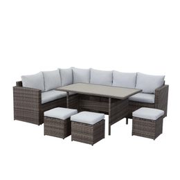 MeXo 9-Sitzer Lounge Set Polyrattan mit Sofa Tisch Polster -versch. Ausf&uuml;hrungen