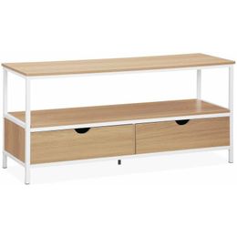 TV-Möbel aus Holzdekor und Metall 120x39x57cm - Weiß - Sweeek