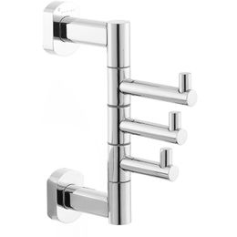 Cube Way Wandhaken aus Messing mit 3 Haken, Chrom (SPI33) - Optima