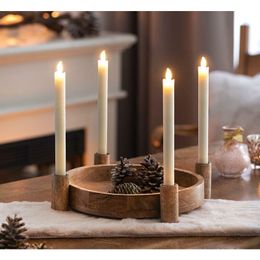 Dekoleidenschaft - Tablett Kerzenhalter aus Mango Holz für 4 Kerzen, Kerzentablett, diy Adventskranz