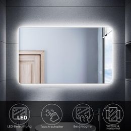 Led Spiegelschrank Badezimmerspiegel wandschrank Badschrank 100x60cm mit automatischem Anti-Beschlag kaltweiß licht Touch Energiesparender IP44