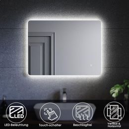 Led Spiegelschrank Badezimmerspiegel wandschrank Badschrank 80x60cm mit automatischem Anti-Beschlag kaltweiß licht Touch Energiesparender IP44 - Sonni