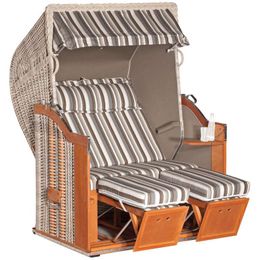 Strandkorb Classic 2-Sitzer Halbliegemodell vito/taupe mit Sonderausstattung - SonnenPartner
